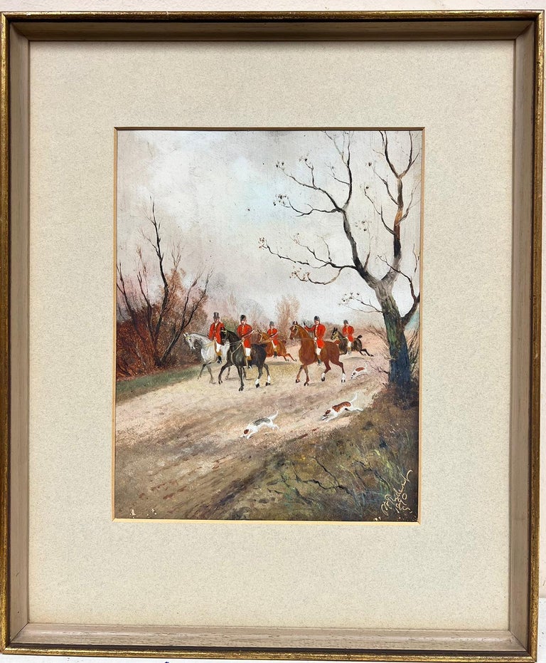Philip Rideout - The English Fox Hunt Oil Painting Large Group Huntsman ...