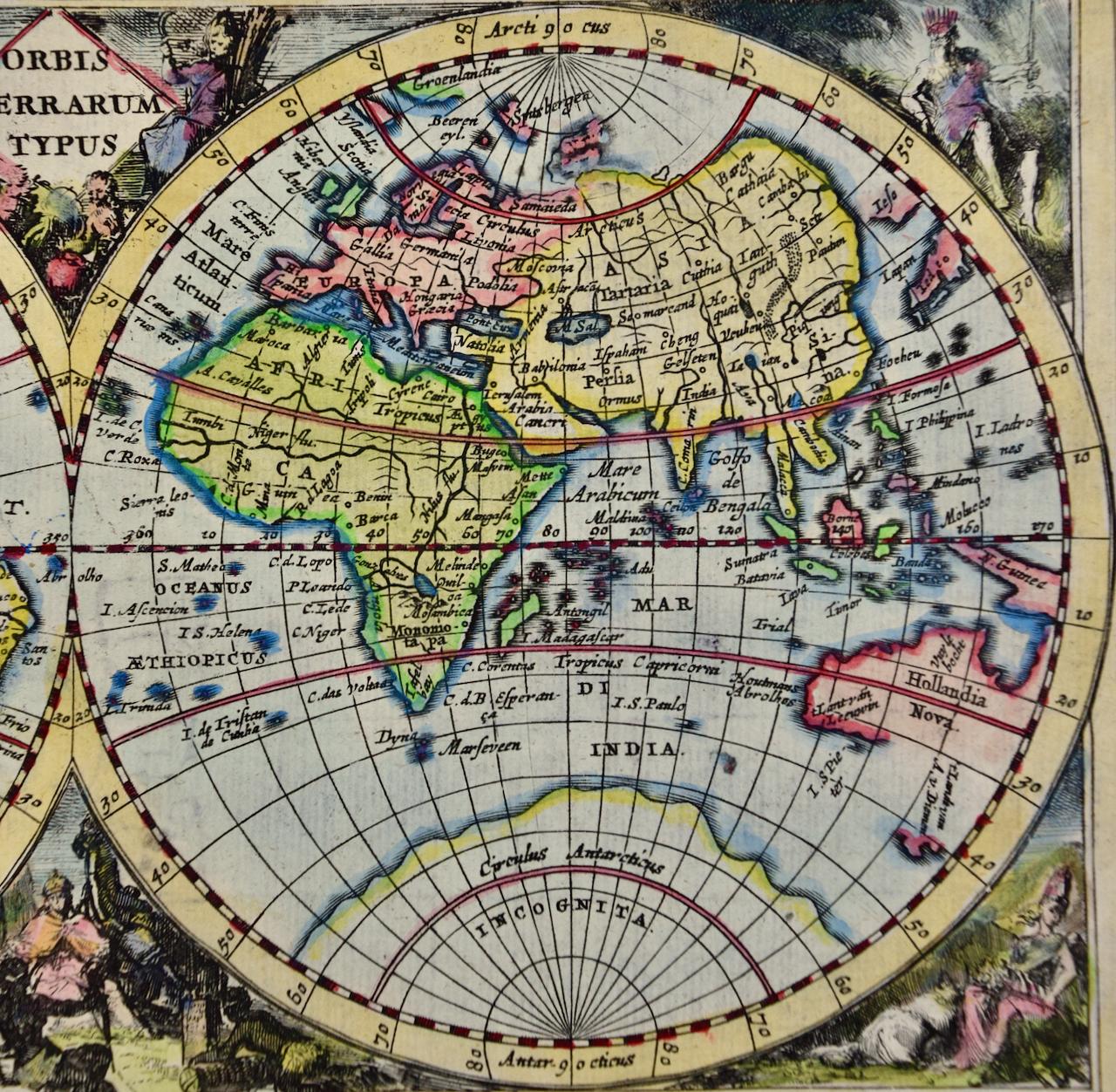 Philipp Clüver - World Map with CA as an Island: A 17th C. Hand-colored ...