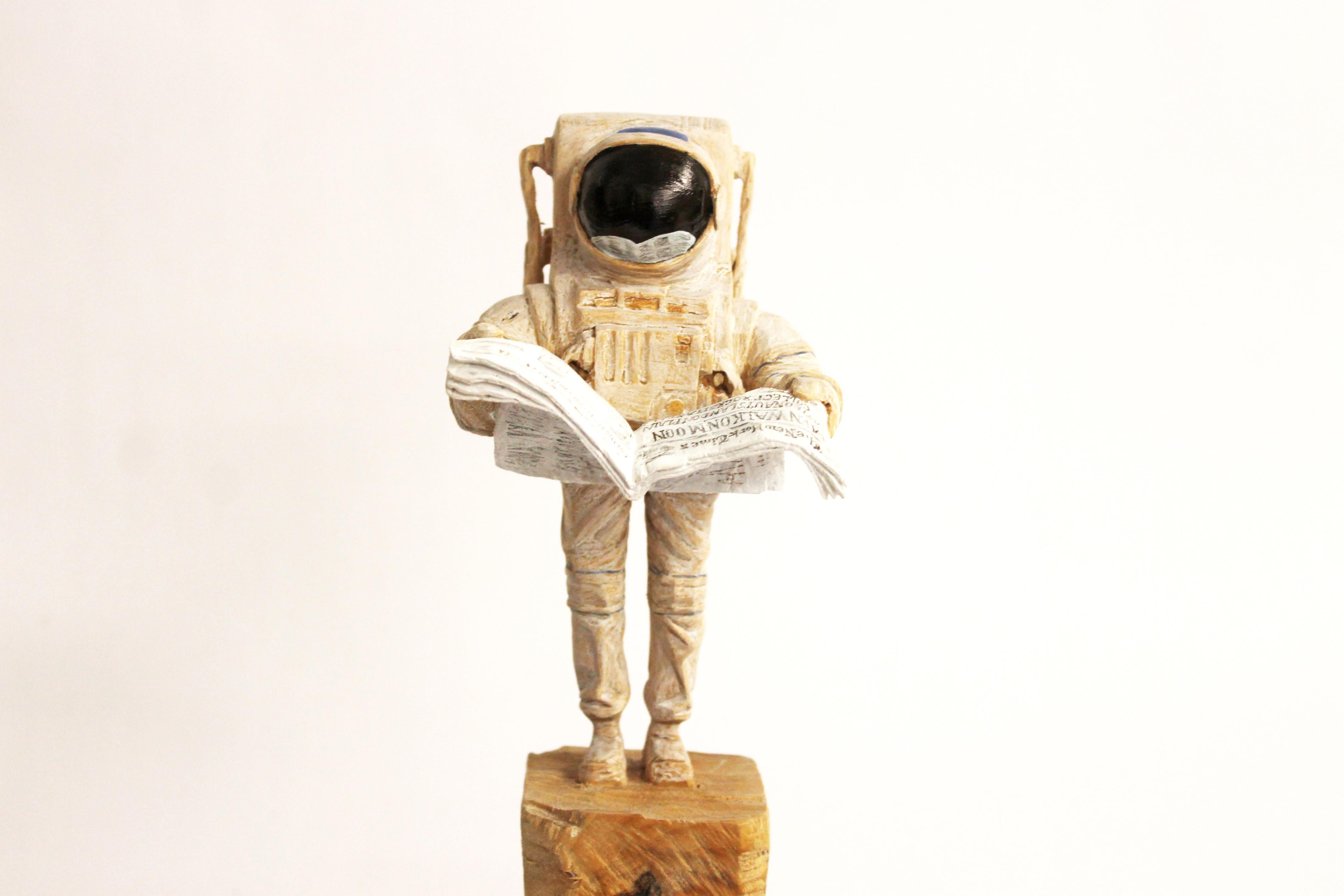 Philipp Liehr - ''News from Earth'' Unique Wooden Sculpture of an ...