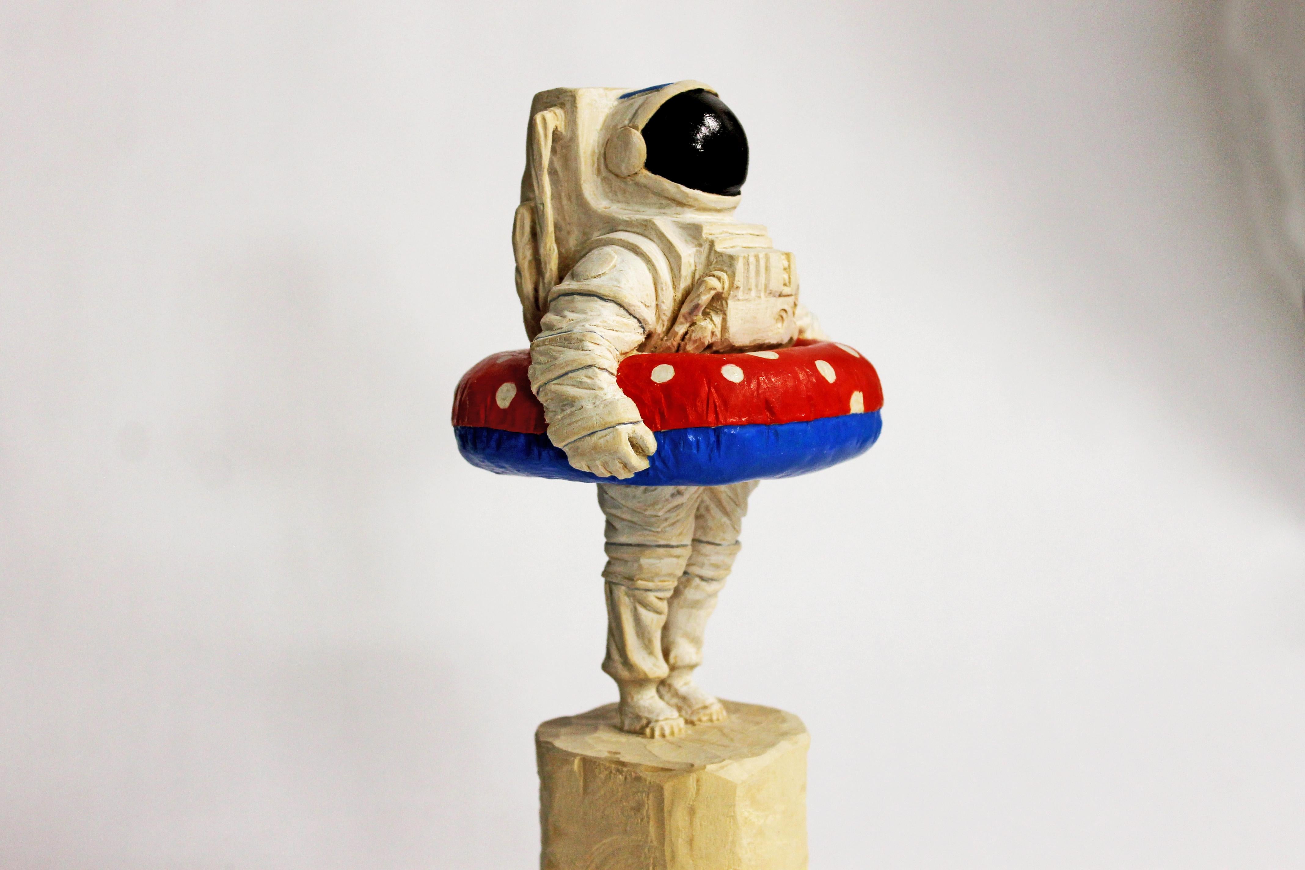 Philipp Liehr - ''Taking a Dip'' Unique Wooden Sculpture of Astronaut ...