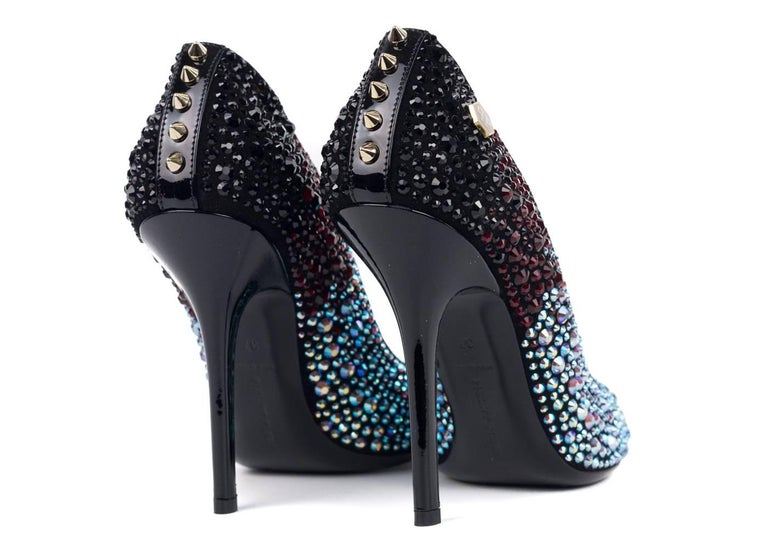 Philipp Plein Black Red Pointed Leather Predator Pumps at 1stDibs