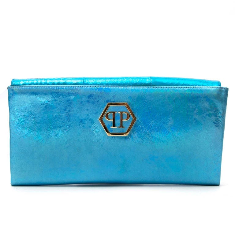 Philipp Plein Metallic Blue Clutch at 1stDibs
