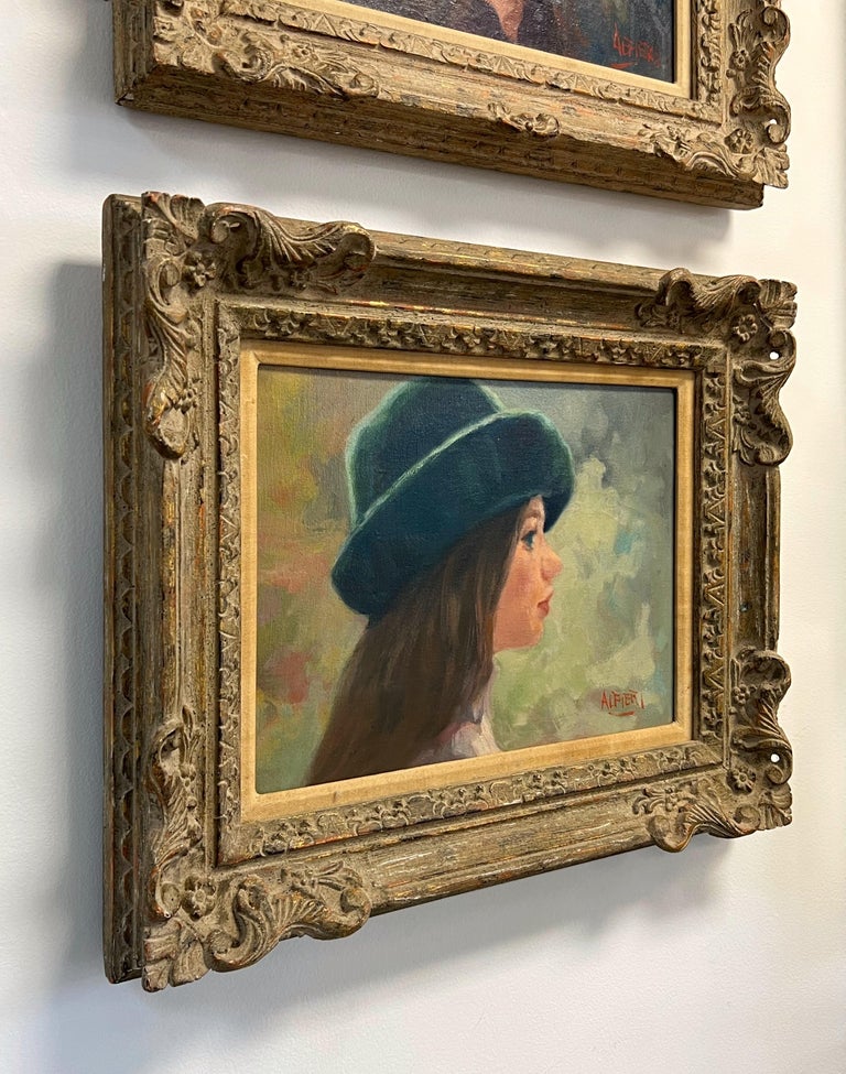 Philippe Alfieri Oil Painting of Girl with Hat For Sale at 1stDibs