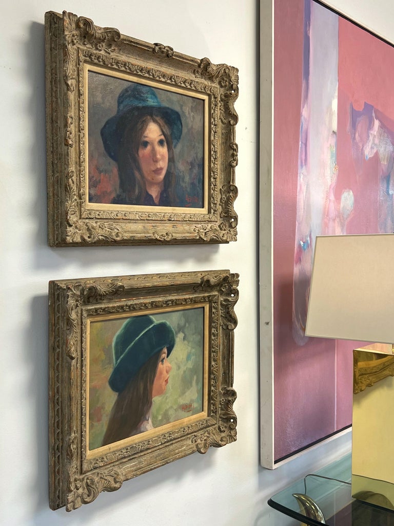 Philippe Alfieri Oil Painting of Girl with Hat For Sale at 1stDibs