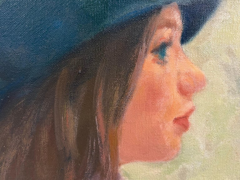 Philippe Alfieri Oil Painting of Girl with Hat For Sale at 1stDibs