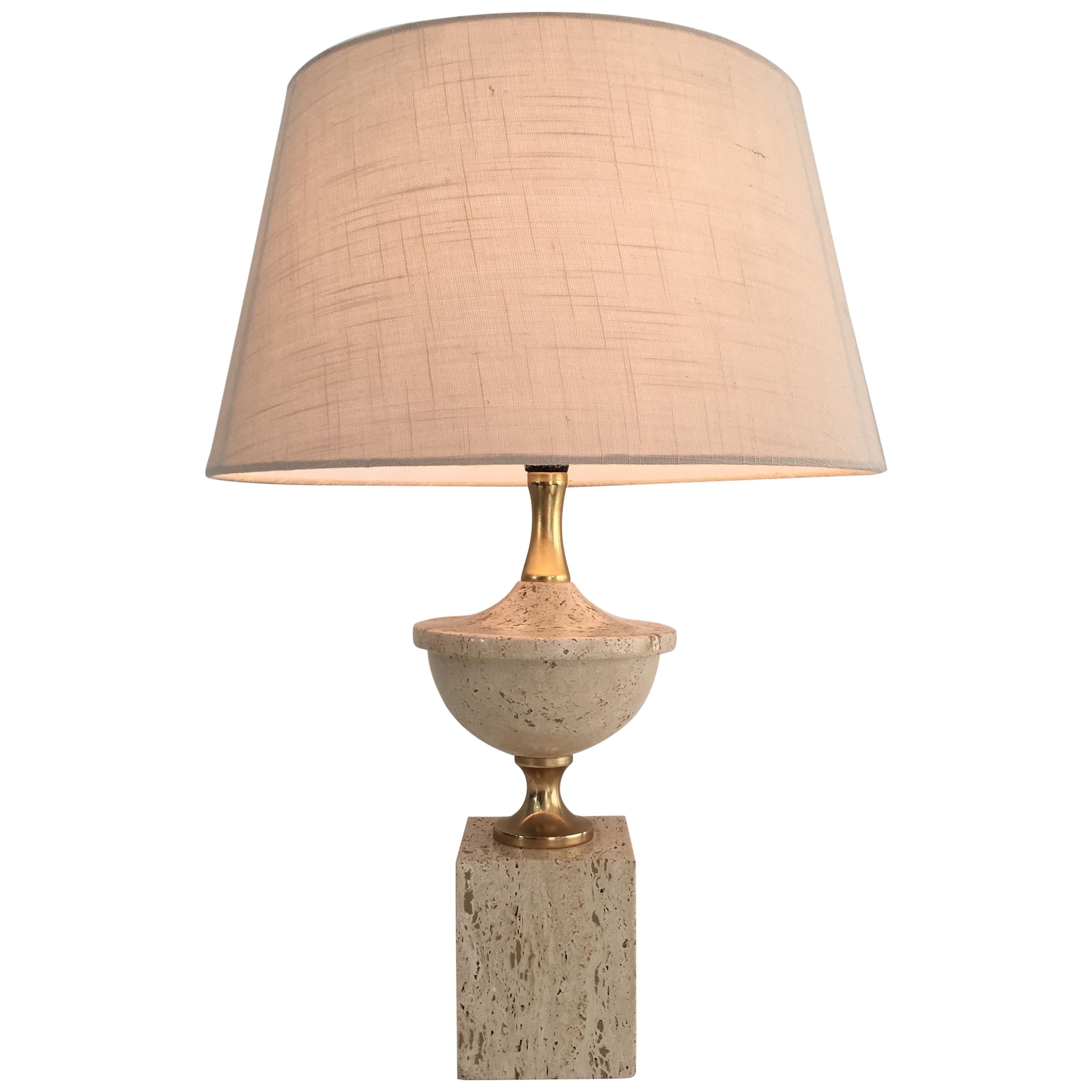 French Modern Travertine Lamp by Philippe Barbier For Sale at 1stDibs
