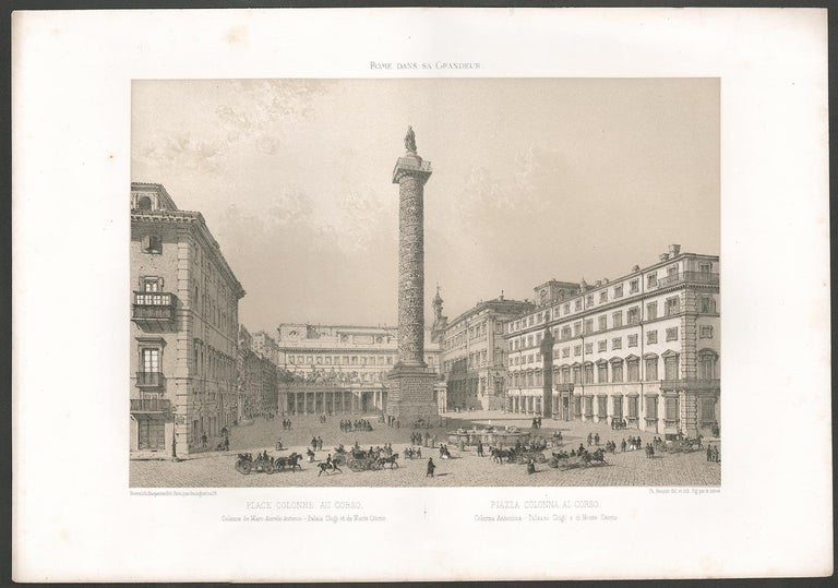Philippe Benoist - Piazza Colonna, Rome, Italy. Lithograph by Philippe ...