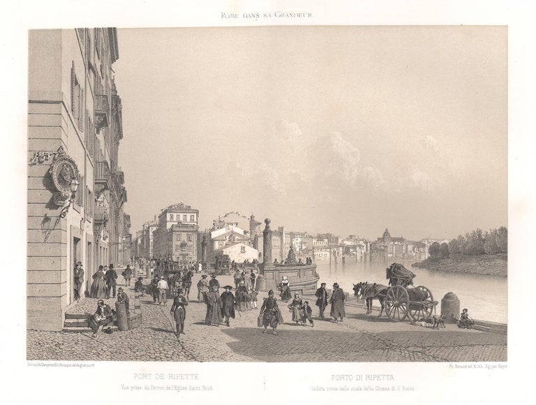 Philippe Benoist - Porto di Ripetta, Rome, Italy. Lithograph For Sale ...