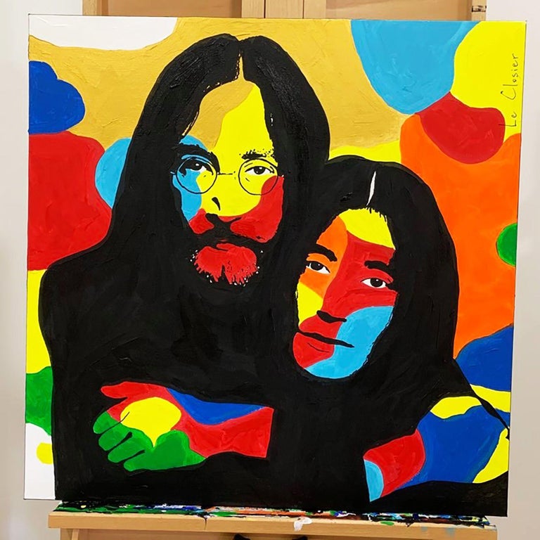 Philippe Colpaert (Le Closier) - JOHN AND YOKO, Painting, Acrylic on ...