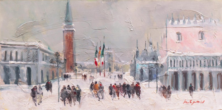 Philippe Monteagudo - 'Evening, Snow on the Piazza San Marco, Venice ...