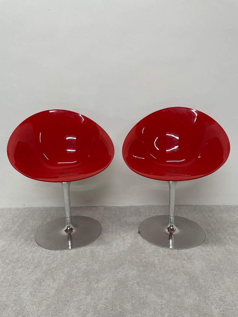 Philippe Starck Red “Eros” Chairs on Aluminum Bases for Kartell - a ...