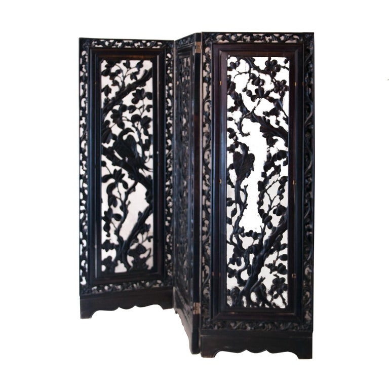 Philippine Handcrafted Solid Mahogany Carved Screen, Philippines, 1930 ...