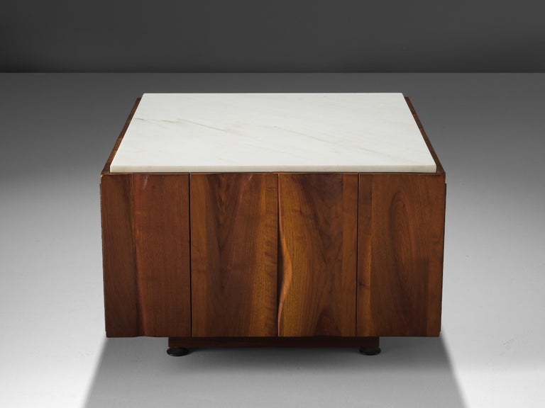 Phillip Lloyd Powell Coffee Table in Walnut and Marble with Storage For ...