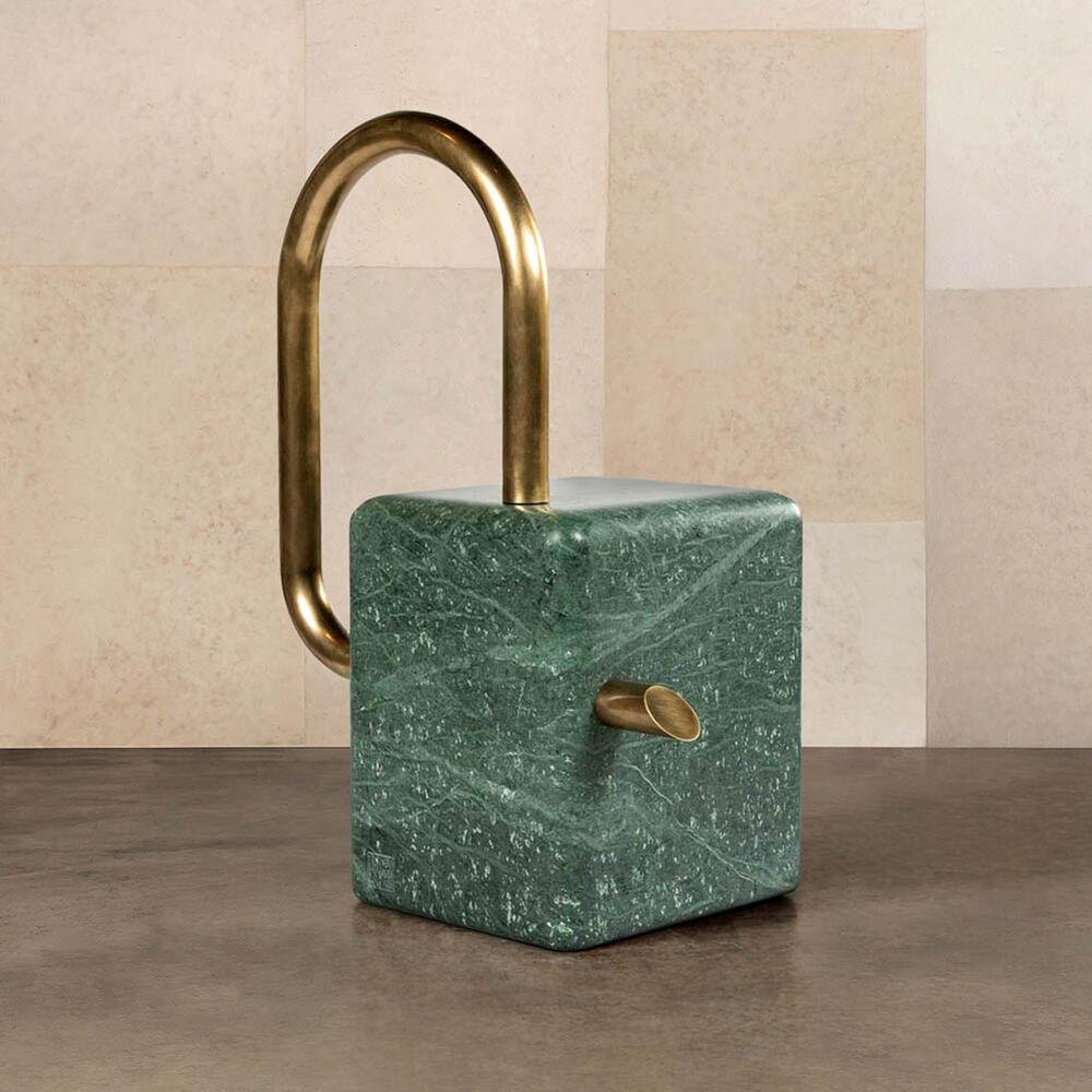 Phobos Stool Sculpture in Rossa Francia Red Marble with Brass by Kelly ...