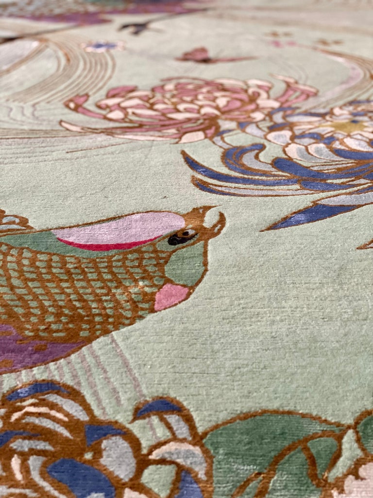 Phoenix Green - Hand Knotted Rug, in Wool and Silk by Wendy Morrison ...