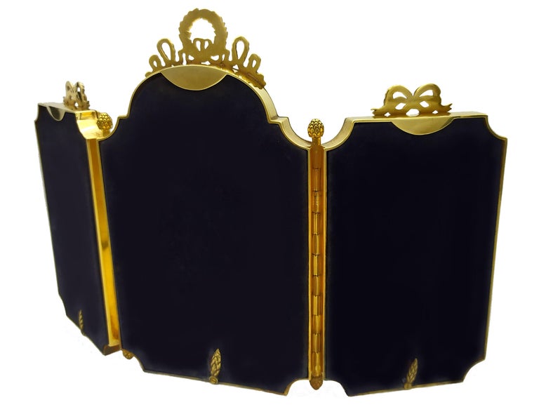 Photo Frame Triptych hinged shaped frame for 3 photographs Blue Enamel ...