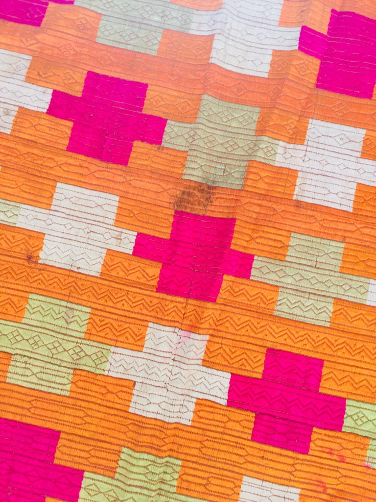 Phulkari Bawan Bagh Wedding Shawl, Silk Embroidery on Cotton, Punjab ...
