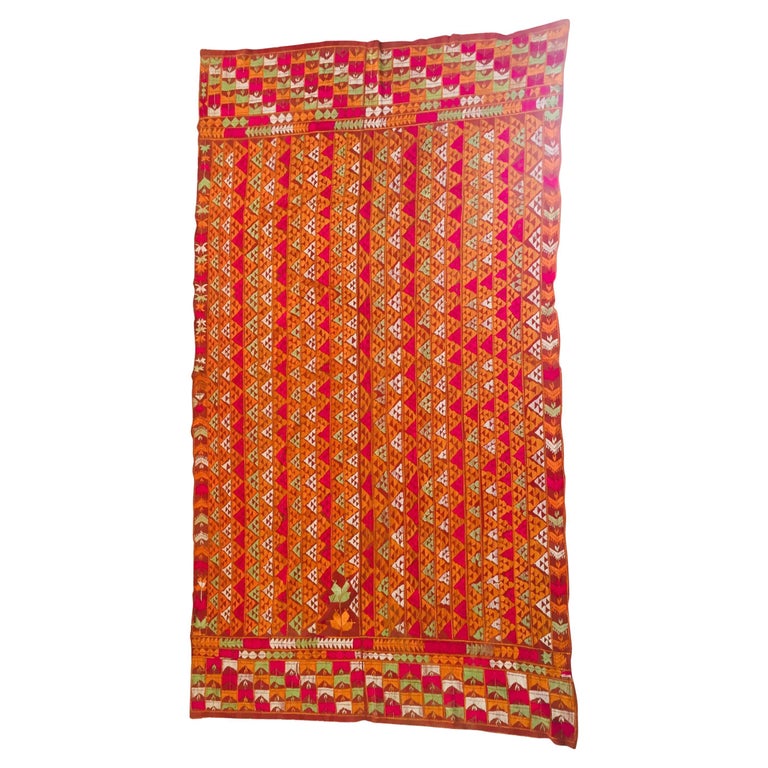 Phulkari Bawan Bagh Wedding Shawl, Silk Embroidery on Cotton, Punjab ...
