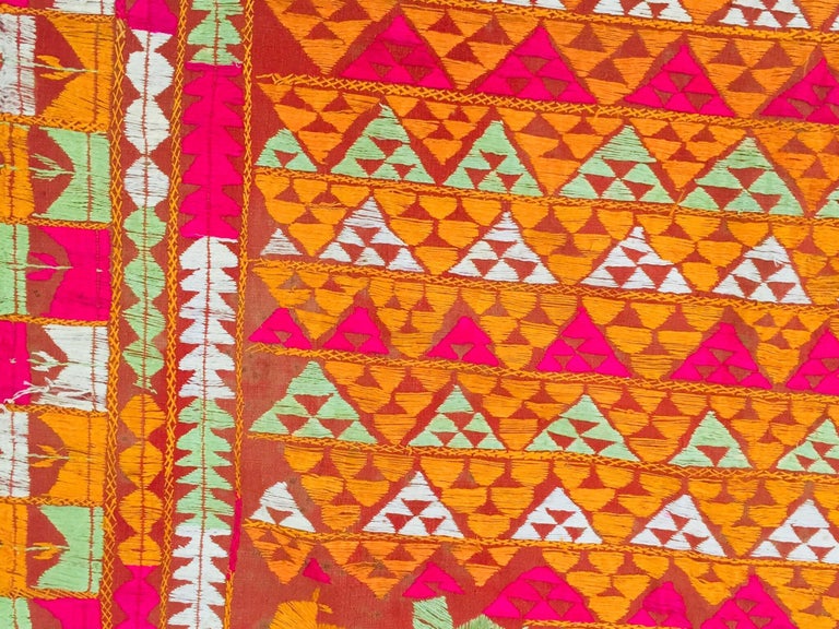 Phulkari Bawan Bagh Wedding Shawl, Silk Embroidery on Cotton, Punjab ...
