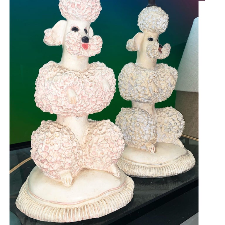Phyllis Morris Original Poodle Table Lamp, Signed, Pink, 1952 Hollywood ...