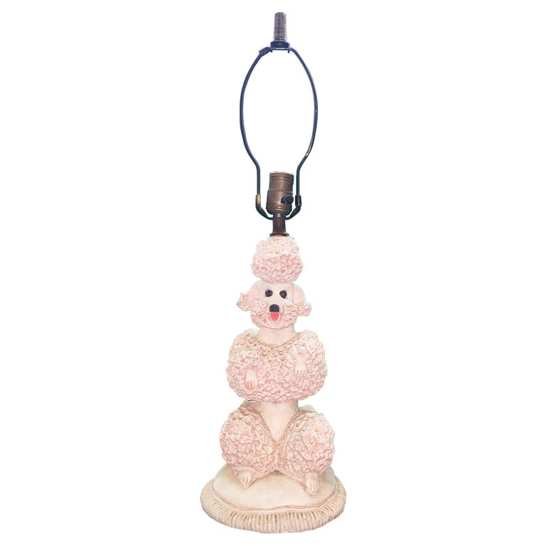 Phyllis Morris Original Poodle Table Lamp, Signed, Pink, 1952 Hollywood ...
