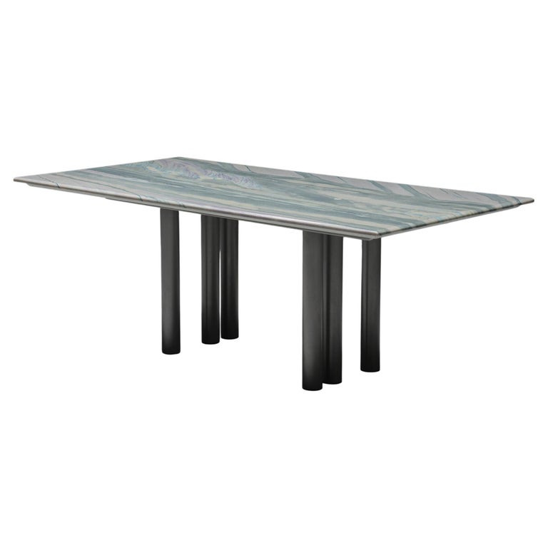 Pia Manu Dining Table in Marble and Steel, 1990s For Sale at 1stDibs