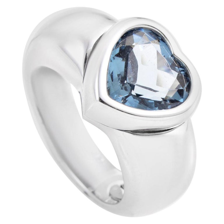 Piaget 18 Karat White Gold Topaz Heart Ring at 1stDibs
