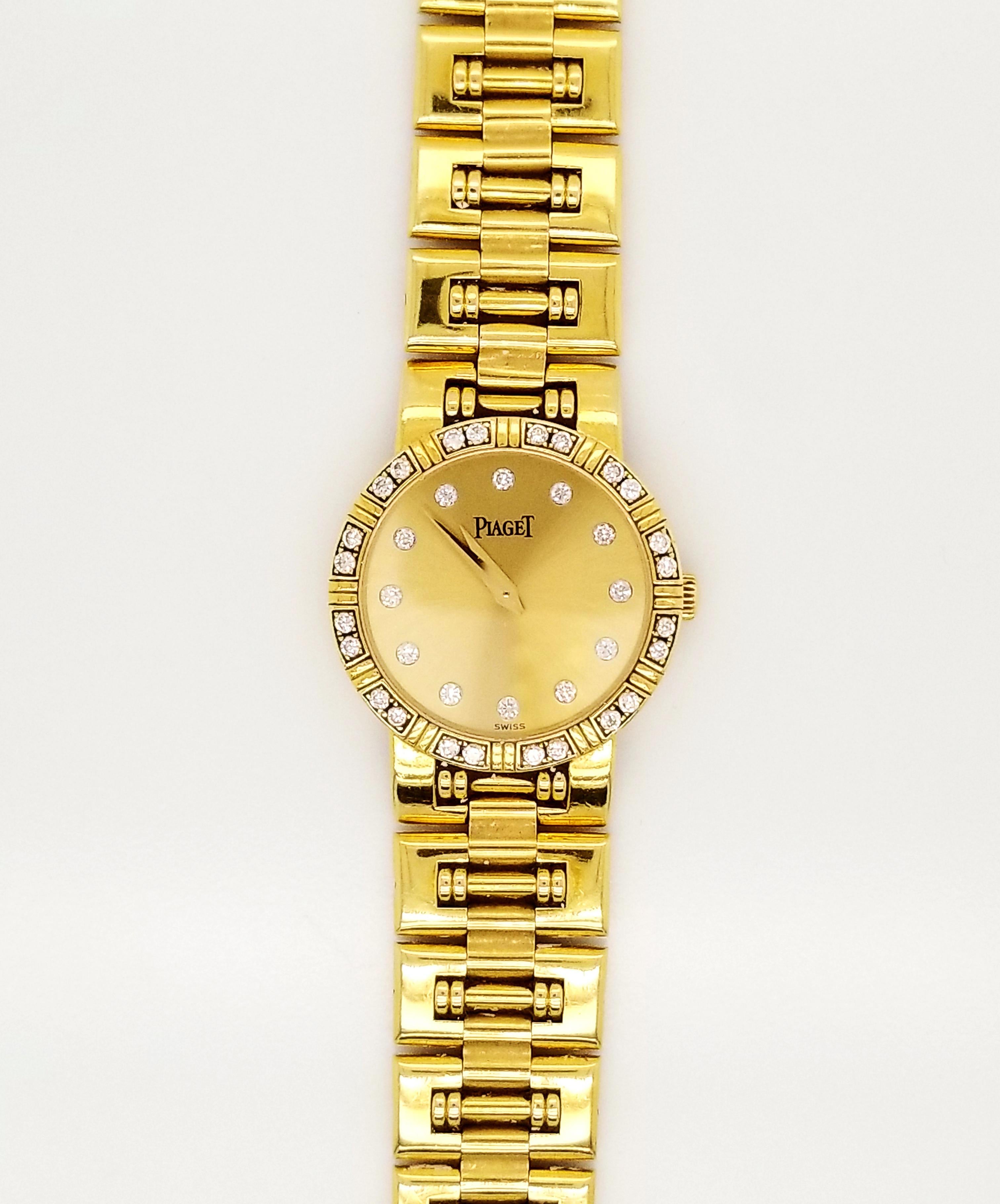 Piaget 18 Karat Yellow Gold Diamond Dancer Women's Wristwatch For Sale ...