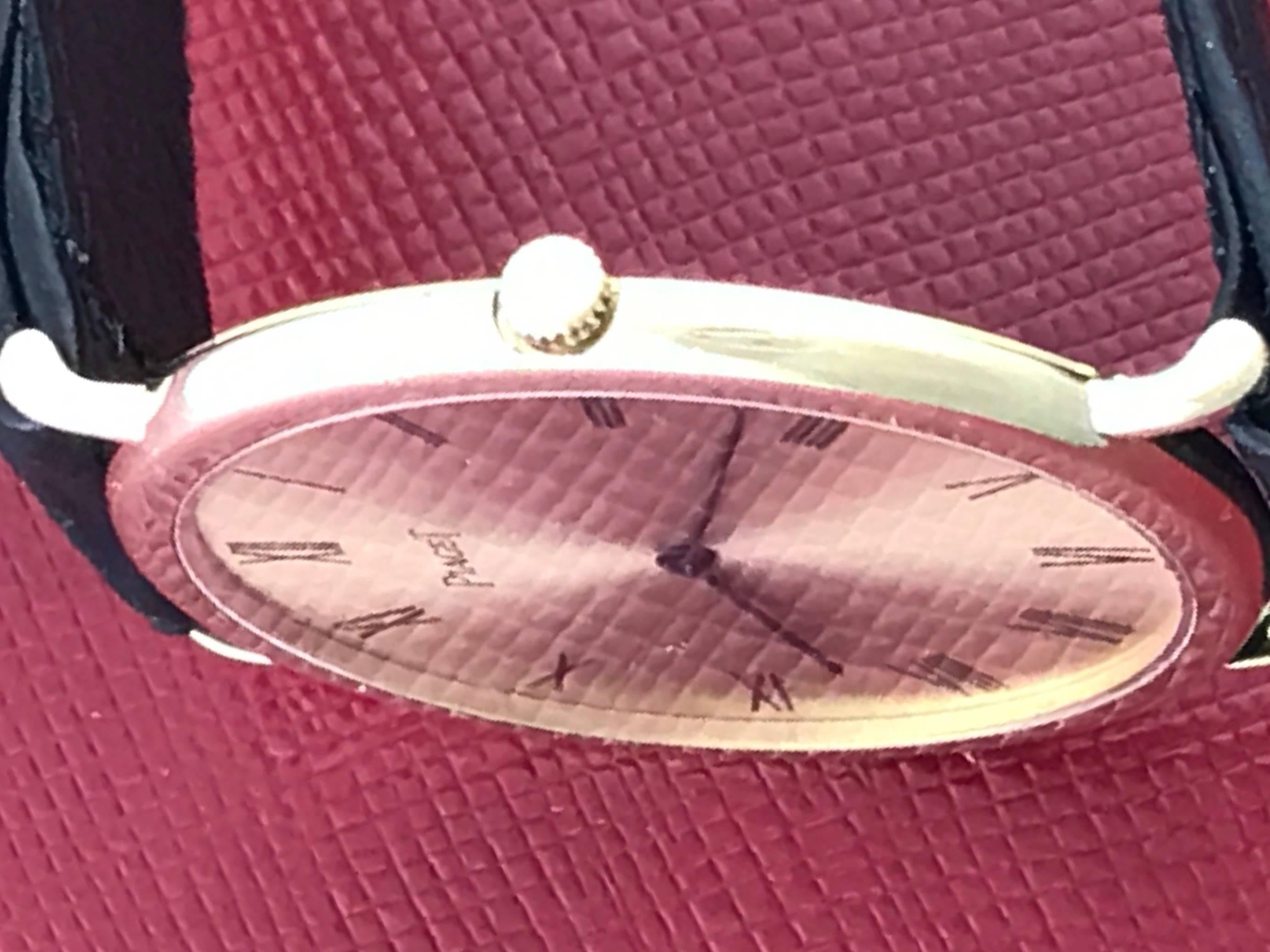 Piaget 18k Yellow Gold Manual Wristwatch with Black Strap at 1stDibs ...