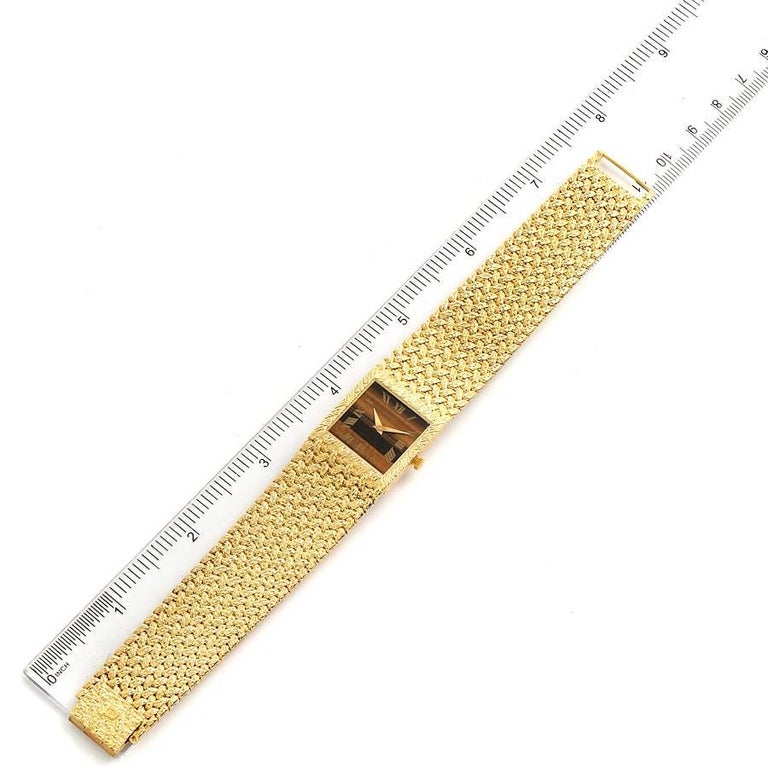 Piaget 18k Yellow Gold Tiger Eye Stone Dial Vintage Men's Watch 9352 ...