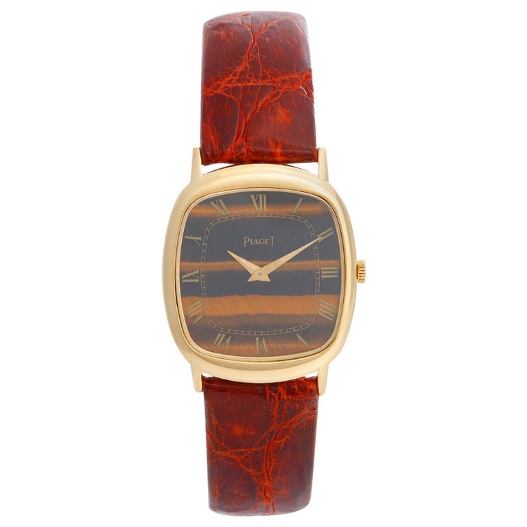 Piaget 18 Karat Yellow Gold Tiger Eye Watch Ref. 9454 For Sale at 1stDibs