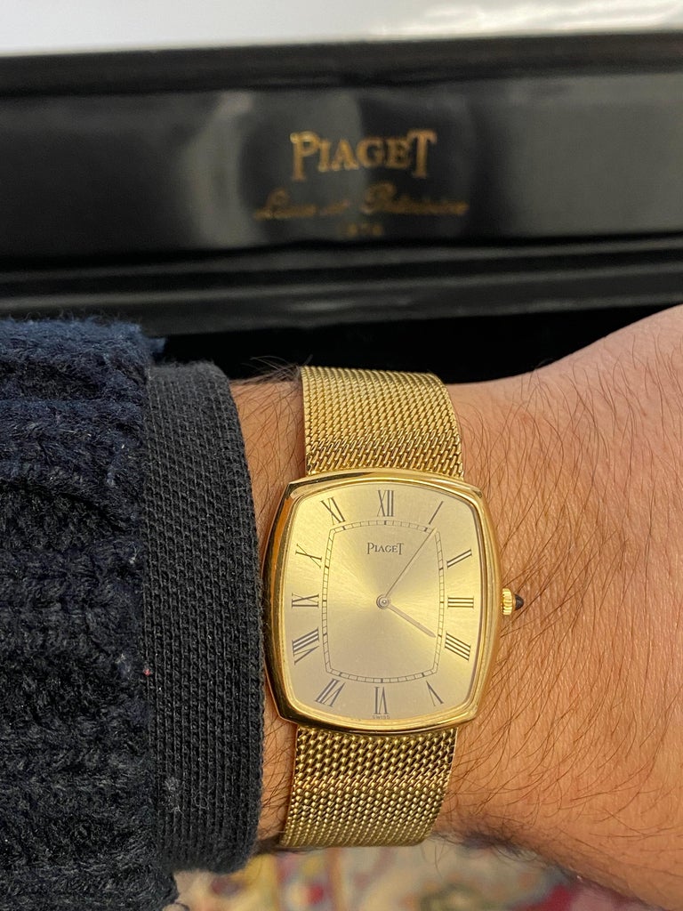 Piaget 9741 Vintage 18k Mens Watch with Champagne Bracelet For Sale at ...