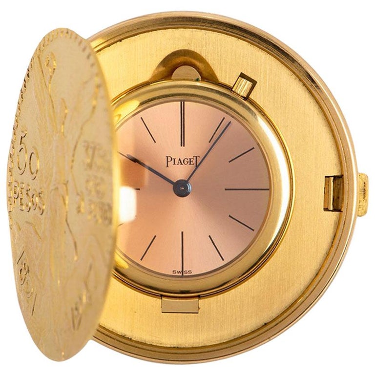 Piaget Centenario 50 Pesos Coin Watch Gents 18 Karat Yellow Gold Rose ...
