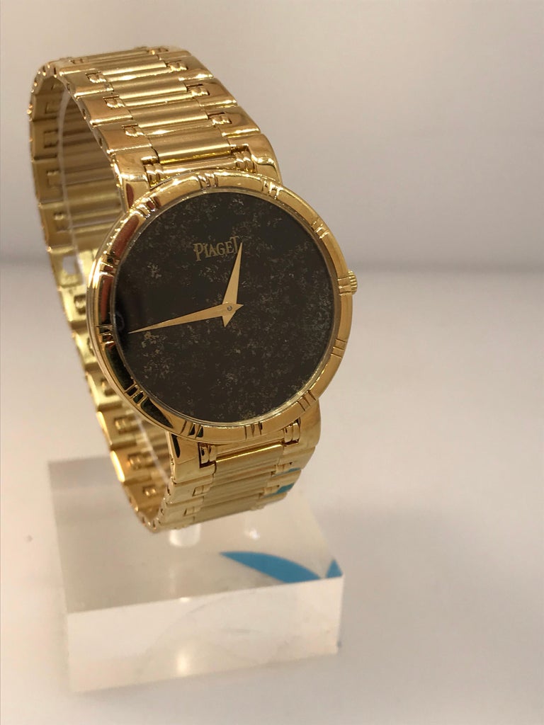 Piaget Dancer 18 Karat Yellow Gold Onyx Dial Men's Bracelet Watch 84023 ...
