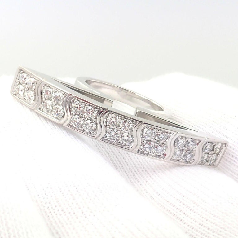 Piaget Diamond Big Crest Edge Statement White Gold Ring For Sale at 1stDibs
