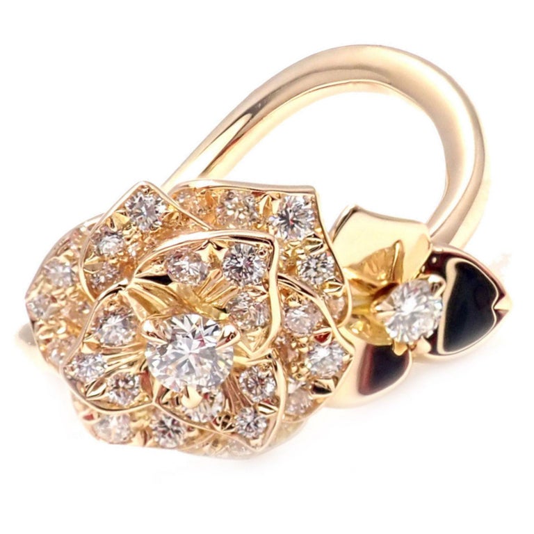 Piaget Diamond Flower Rose Gold Ring at 1stDibs