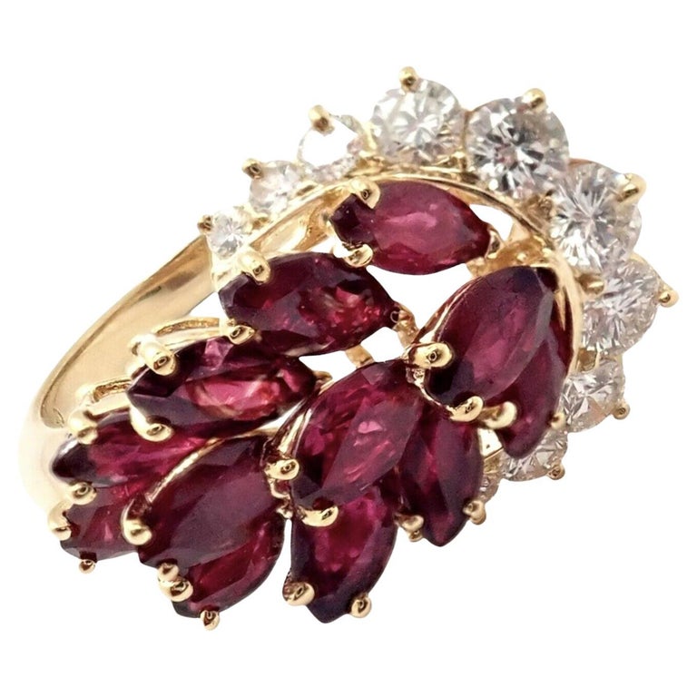 Piaget Diamond Ruby Gold Cocktail Ring For Sale at 1stDibs