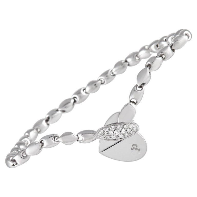 Piaget Dole 18K White Gold Diamond Heart Bracelet For Sale at 1stDibs