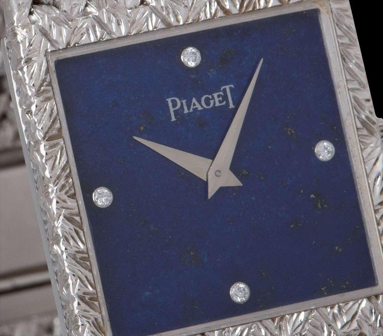 Piaget Dress Watch Gents 18 Karat White Gold Lapis Lazuli Diamond Dial ...