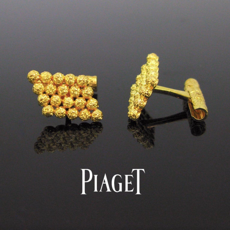 Piaget Gold Textured Cufflinks, French, circa 1970 For Sale at 1stDibs
