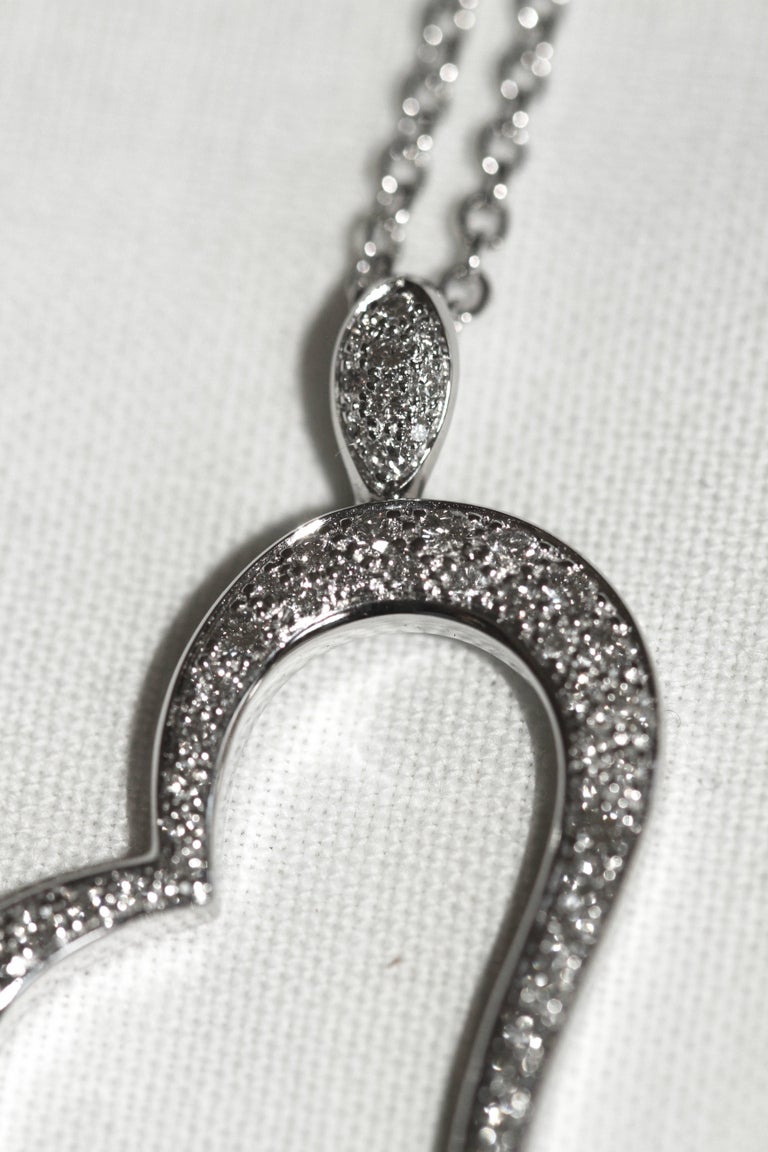 Piaget Heart-Shaped 18 Karat White Gold Pendant Necklace with Diamonds ...