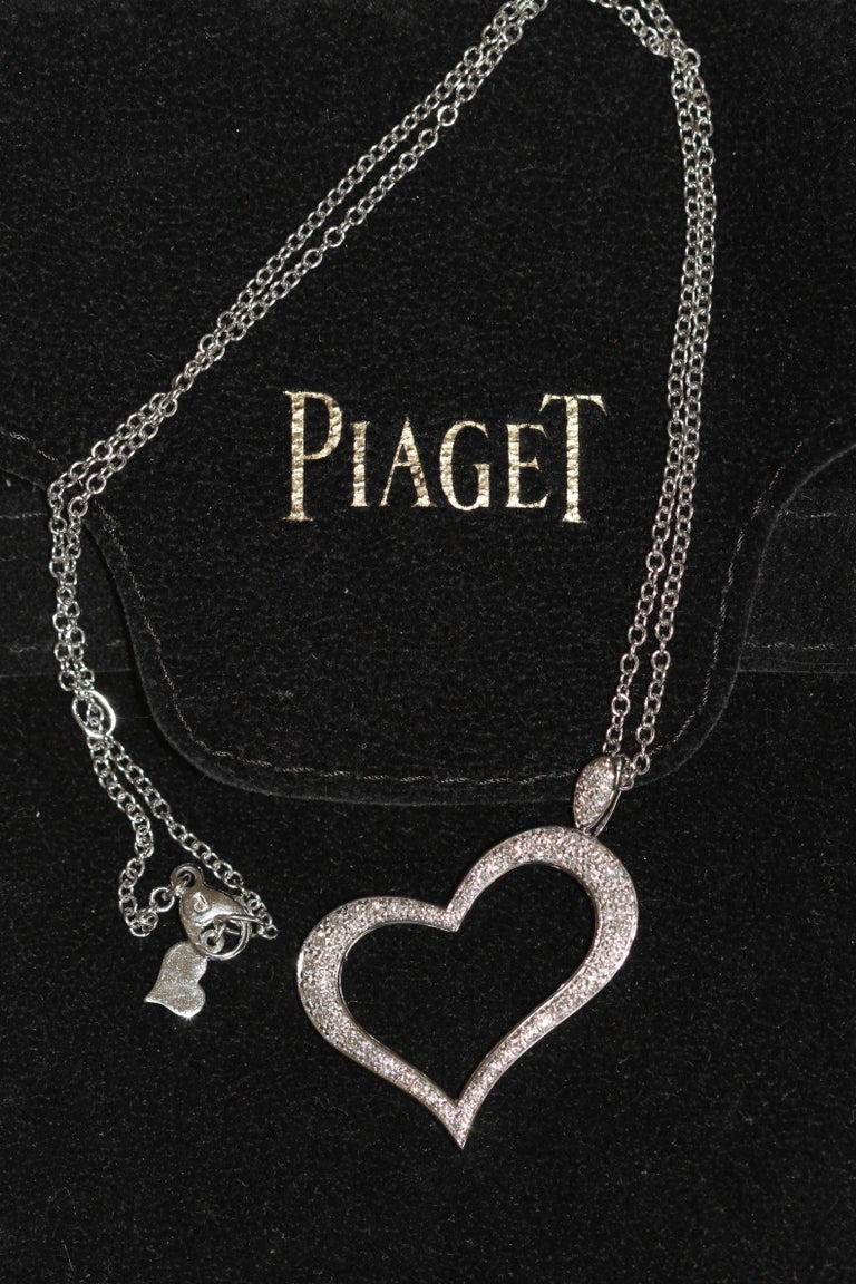 Piaget Heart-Shaped 18 Karat White Gold Pendant Necklace with Diamonds ...