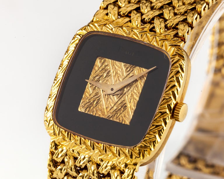 Piaget Ladies 18k Gold Wristwatch, Onyx Dial, 18 Jewel, Certificate ...
