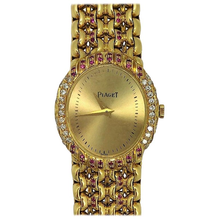 Piaget Ladies Gold Watch with Pink Sapphires and Diamonds For Sale at ...