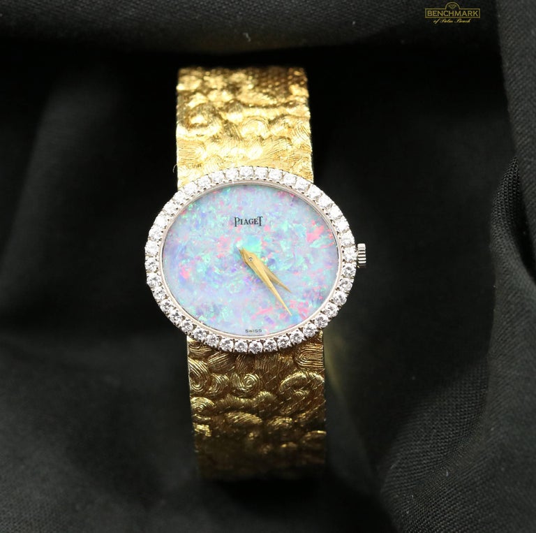 Piaget Ladies Yellow Gold Diamond Opal Dial Wristwatch For Sale at 1stDibs