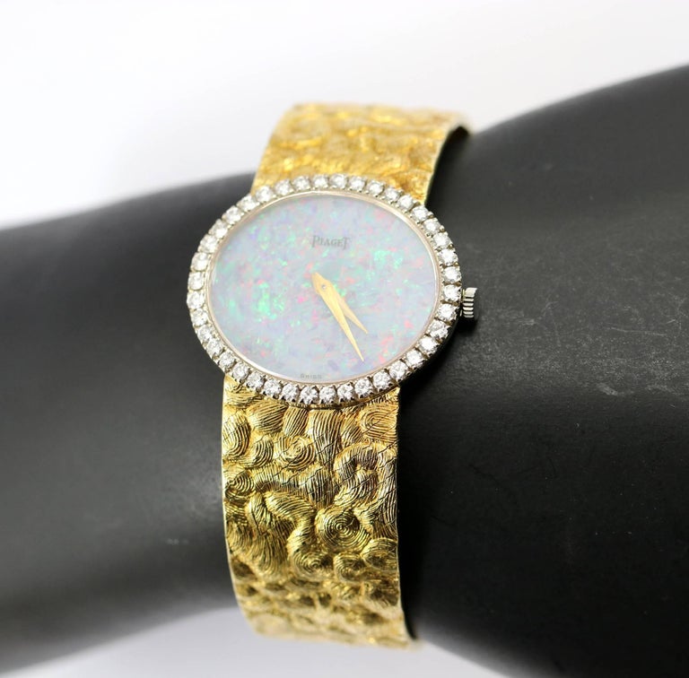 Piaget Ladies Yellow Gold Diamond Opal Dial Wristwatch For Sale at 1stDibs