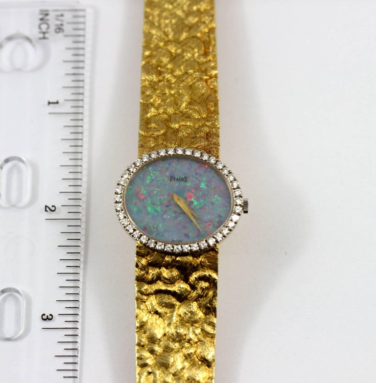 Piaget Ladies Yellow Gold Diamond Opal Dial Wristwatch For Sale at 1stDibs