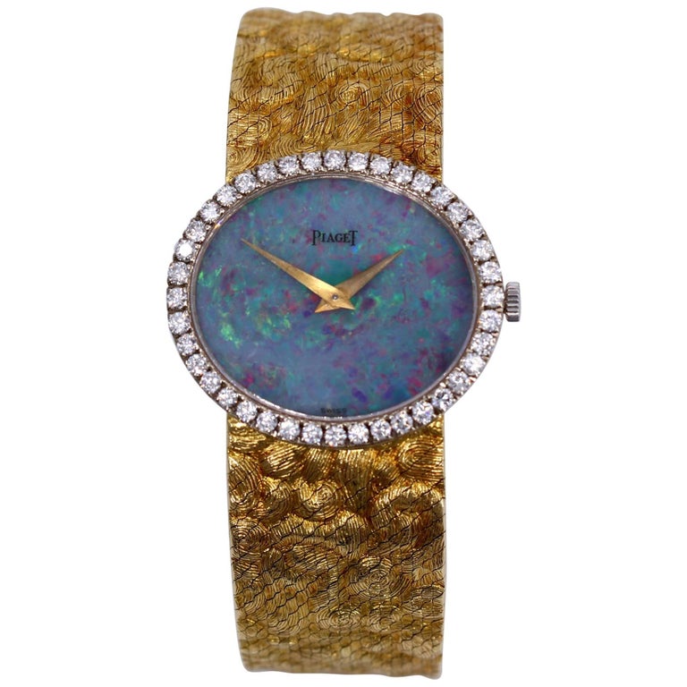 Piaget Ladies Yellow Gold Diamond Opal Dial Wristwatch For Sale at 1stDibs