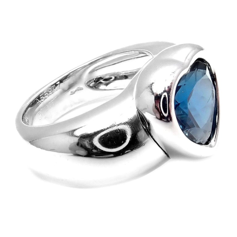 Piaget London Blue Topaz White Gold Heart Ring at 1stDibs