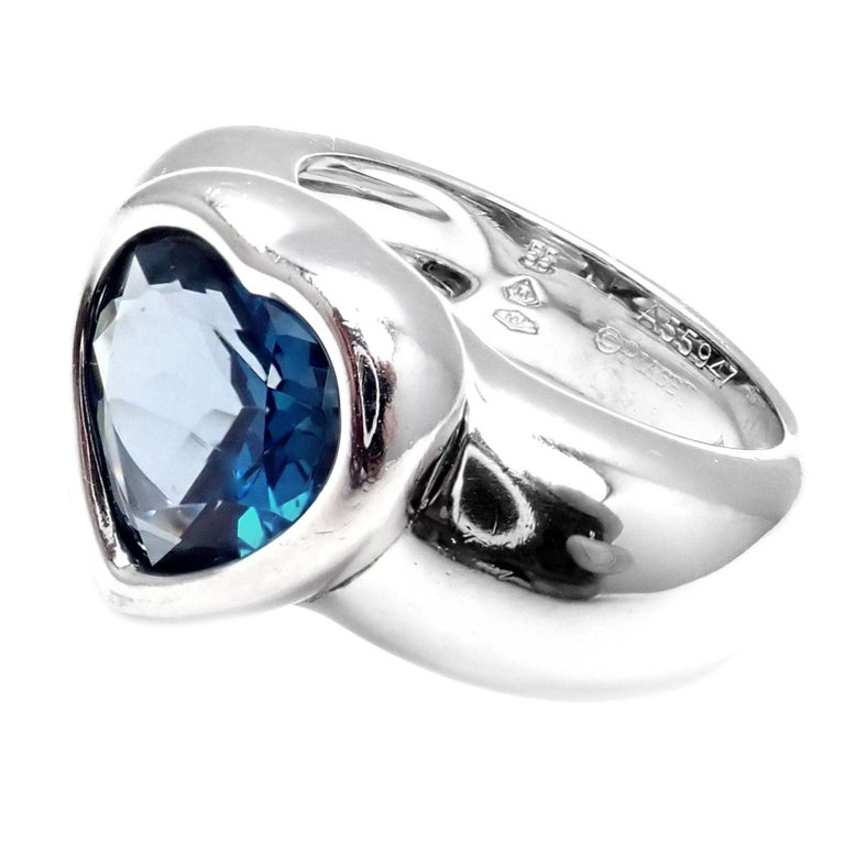 Piaget London Blue Topaz White Gold Heart Ring at 1stDibs